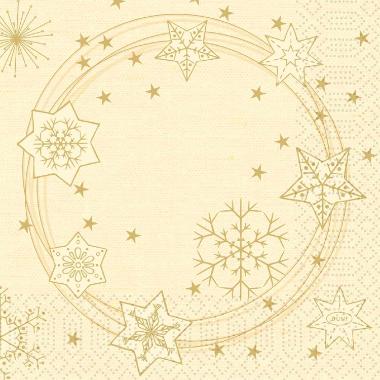 Duni paper napkin Star Shine Cream 33x33 cm 3-ply with design - Napkins ...
