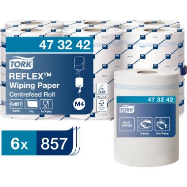 Tork 473242 Reflex wipe paper, centrefeed, white, 1 ply, 857 sheets ...
