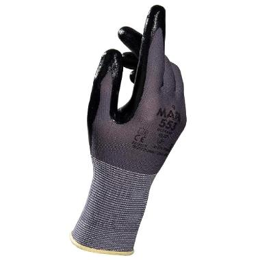 Mapa Ultrane 553 knitted gloves with nitrile palm&finger coating, black ...