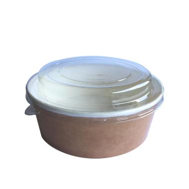 Kraft-PE Salatschale 550ml – Braun mit Transparentdeckel