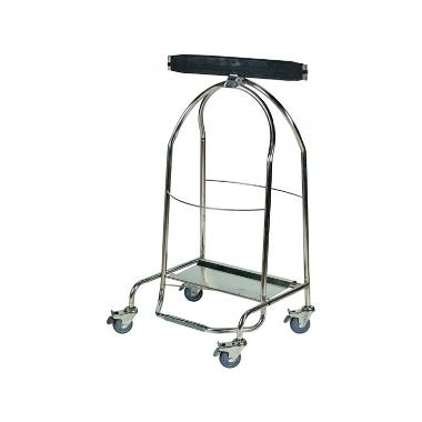 Zakhouder 110 l inox met rubberen klem op 4 wieltjes - Werkwagen