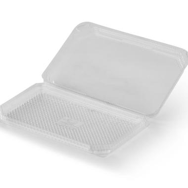 Pålægsbakke 200x126x21 mm med hængslet låg APET Klar - Multi boxes