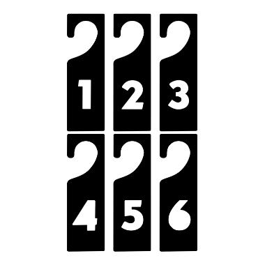 Fittingroom Cards Set With Hook Numbers 1 to 6 - Hangers